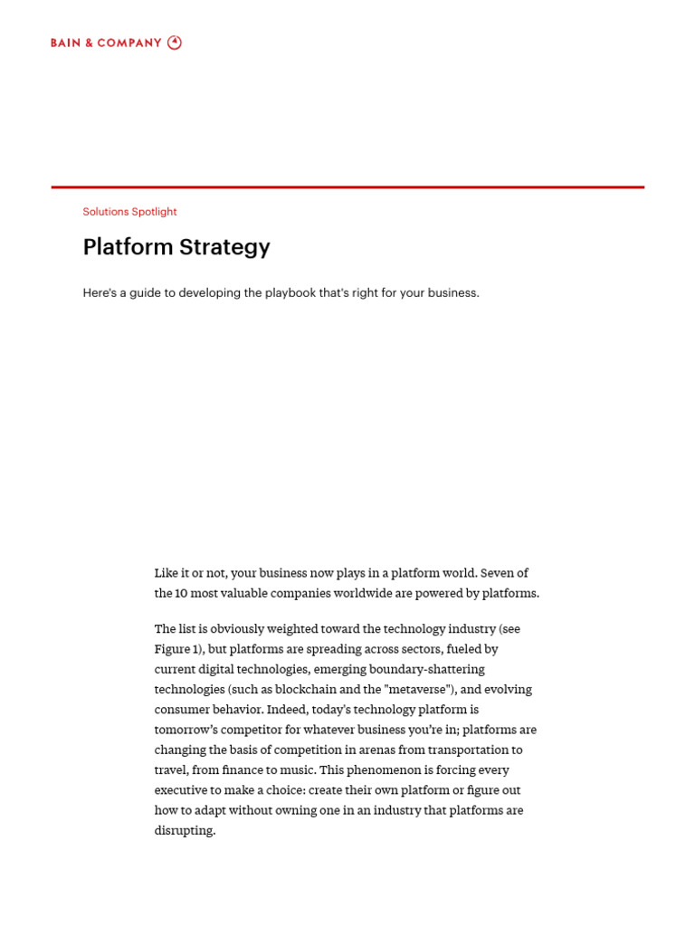 Platform Strategy - A Guide To Platform Business Models - Bain ...