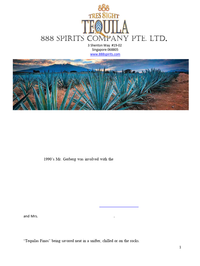 888 Tres Ochos Tequila Overview | PDF