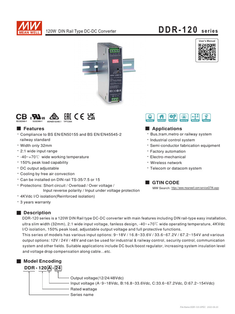 DDR-120C-12 | PDF | Power Supply | Electromagnetic Compatibility