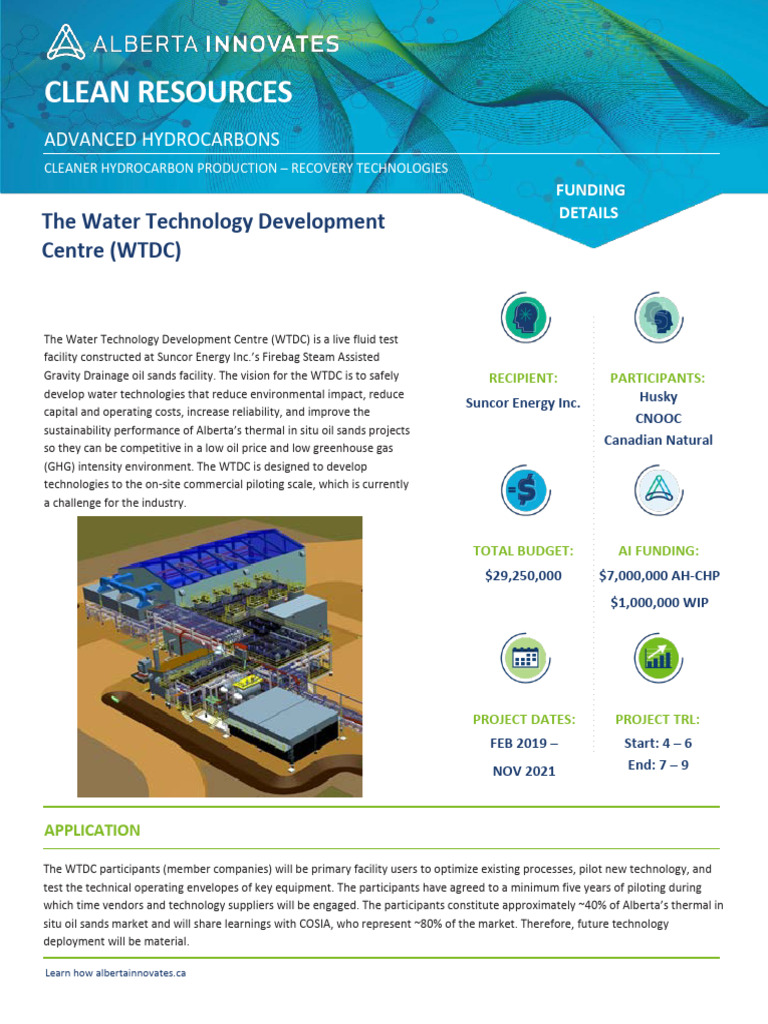 The Water Technology Development Centre WTDC | PDF | Oil Sands