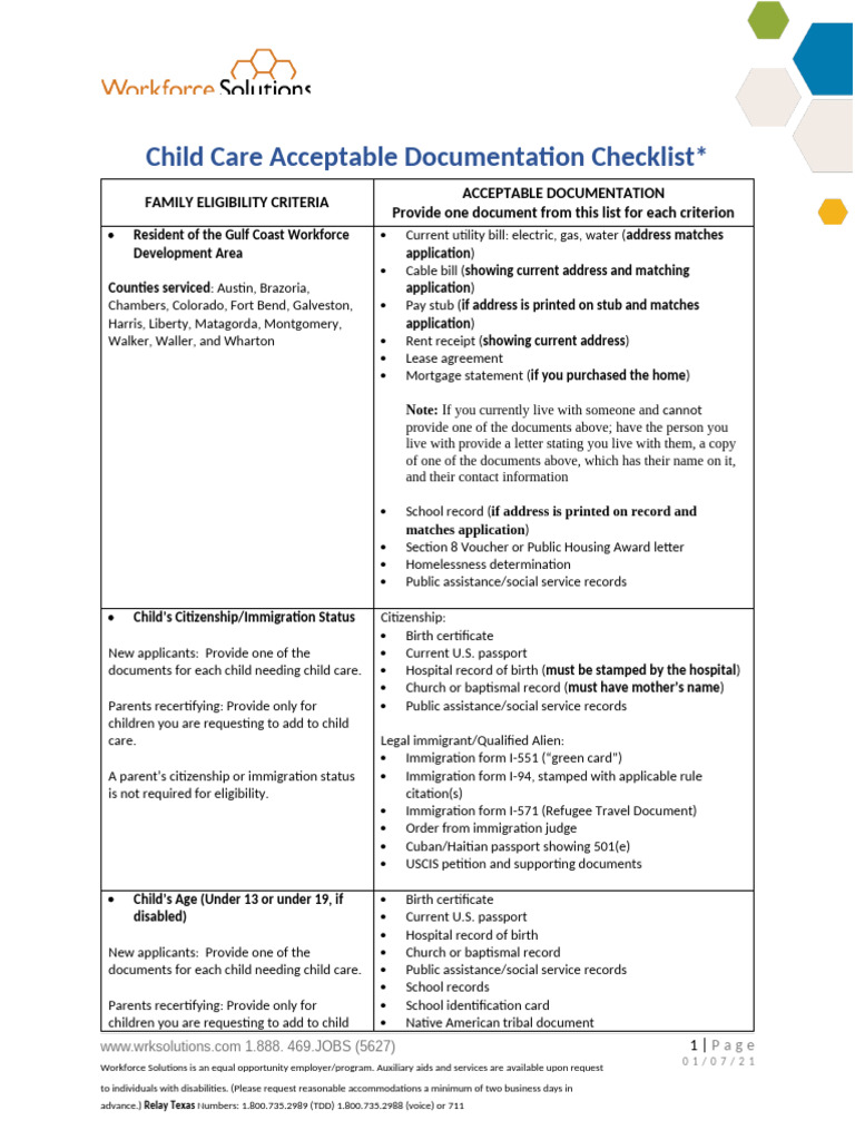 Gulf Coast Child Care Eligibility Guide | PDF | Birth Certificate | Irs ...