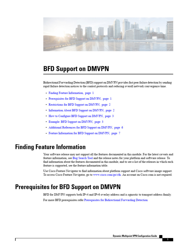 BFD Support for DMVPN Configuration | PDF | Internet Protocols | Router (Computing)