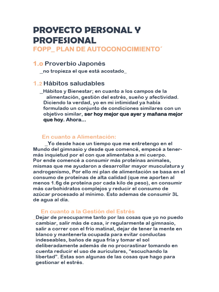 Proyecto Personal y Profesional | PDF | Orgullo