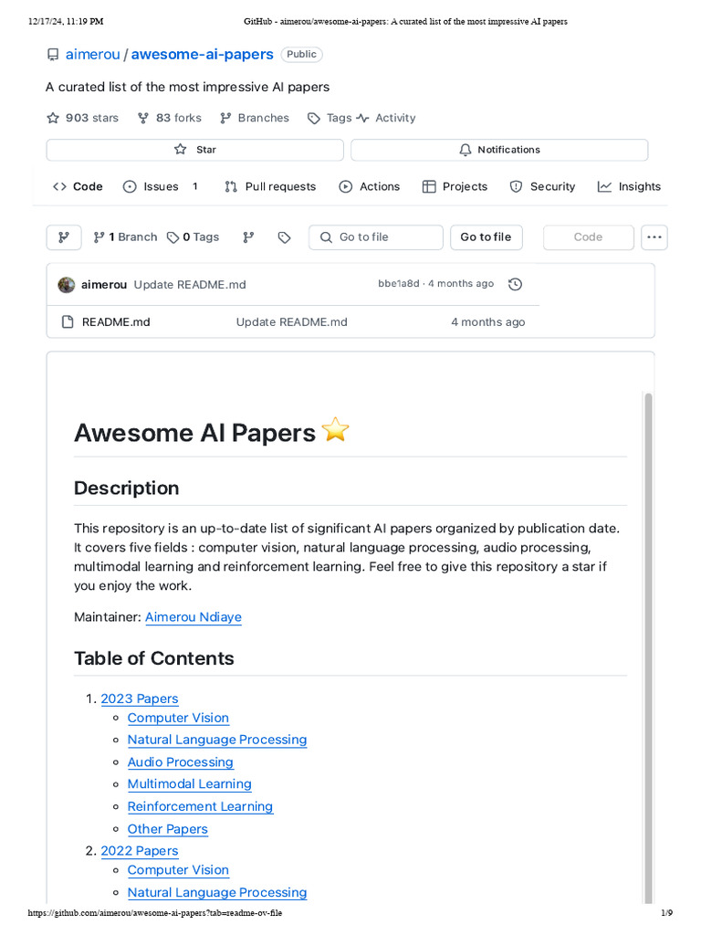 GitHub - aimerou_awesome-ai-papers_ A curated list of the most impressive AI papers | PDF