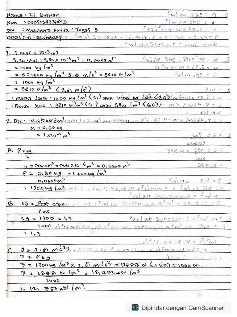 Tri Gustian_ Mekanika Fluida Tugas 5&6 | PDF
