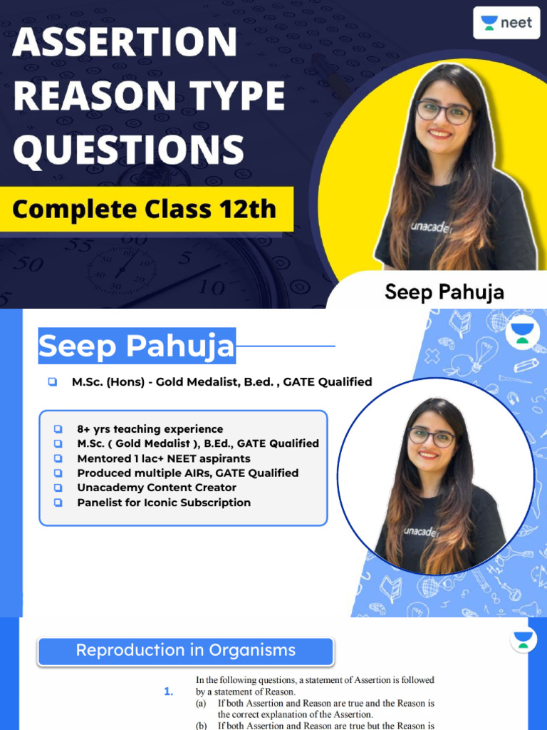 Assertion Reason - Class 12 | PDF | Biotechnology | Conservation Biology