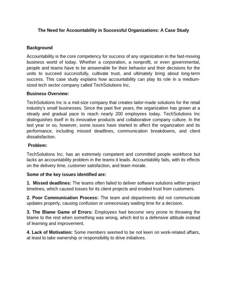 Accountability in TechSolutions | PDF | Leadership | Employment