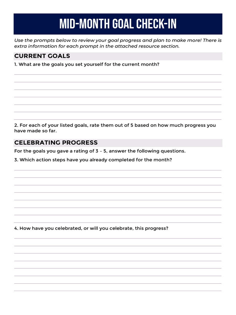 Monthly Goal Progress Review Guide | PDF | Goal | Cognitive Science
