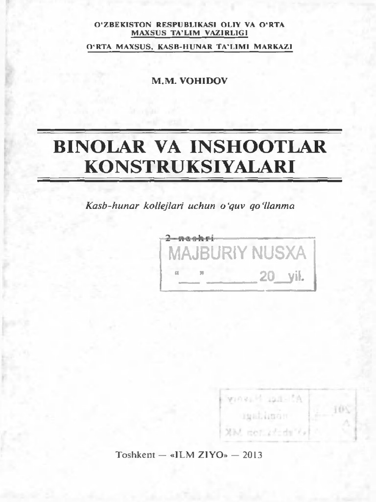 Binolar Va Inshoatlarni Konstruksiyalash | PDF