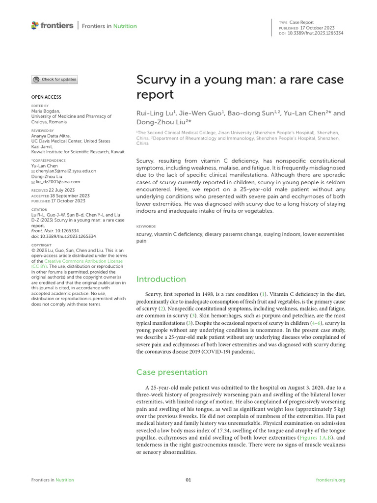 Scurvy in a young man_ a rare case report | PDF | Human Leg | Clinical ...