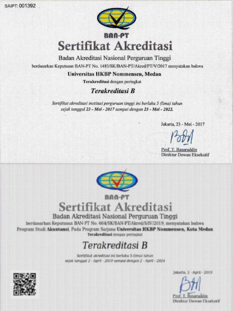 Sertifikat Akreditasi Kampus dan Prodi | PDF