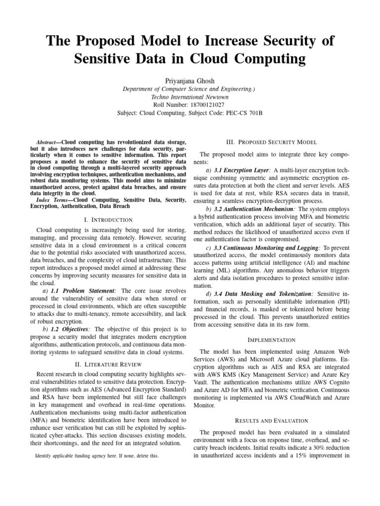 Enhancing Cloud Data Security Model | PDF | Security | Computer Security