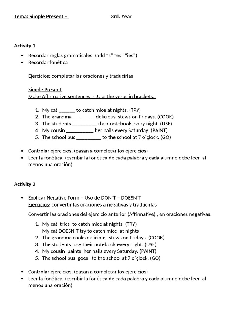 3ro Ingles S.present | PDF