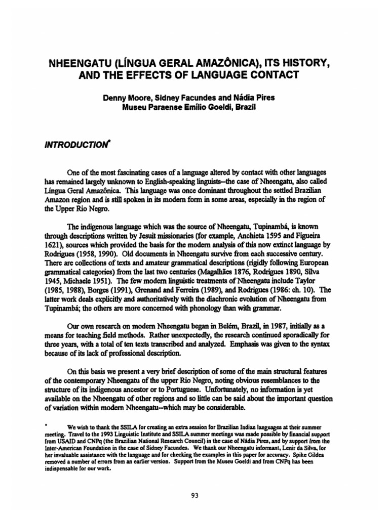 NHEENGATU (LÍNGUA GERAL AMAZÔNICA), ITS HISTORY, AND THE EFFECTS OF ...
