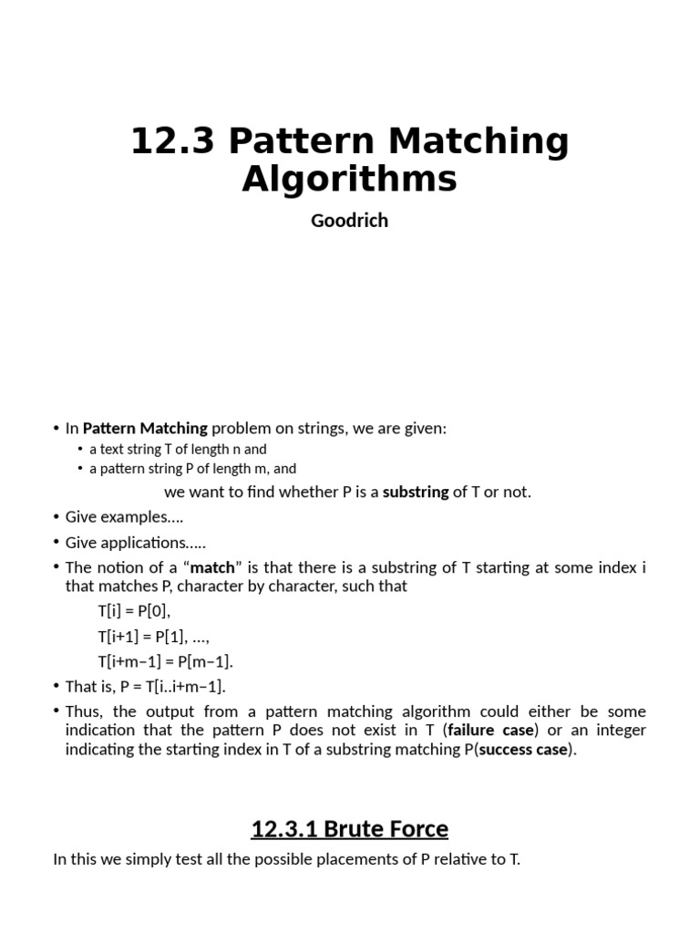 String Matching Chapter 12 Goodrich Nep | PDF | Search Engine Indexing | Applied Mathematics