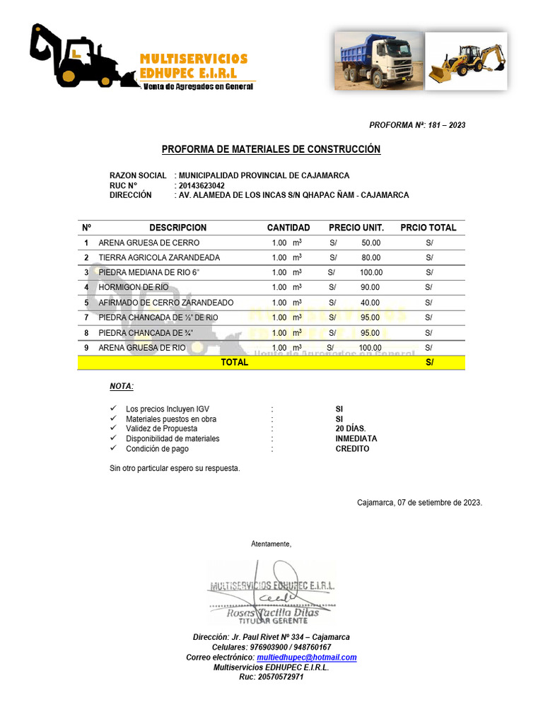 Proforma Agregados | PDF