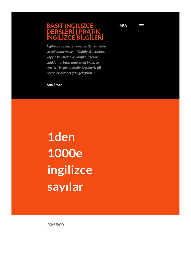 1den 1000e Ingilizce Sayılar | PDF