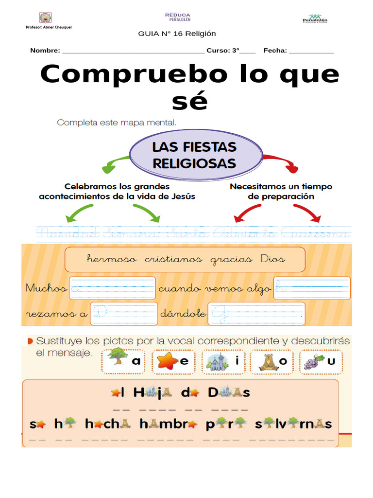 Guia 16 - 3 Básico Religión | PDF