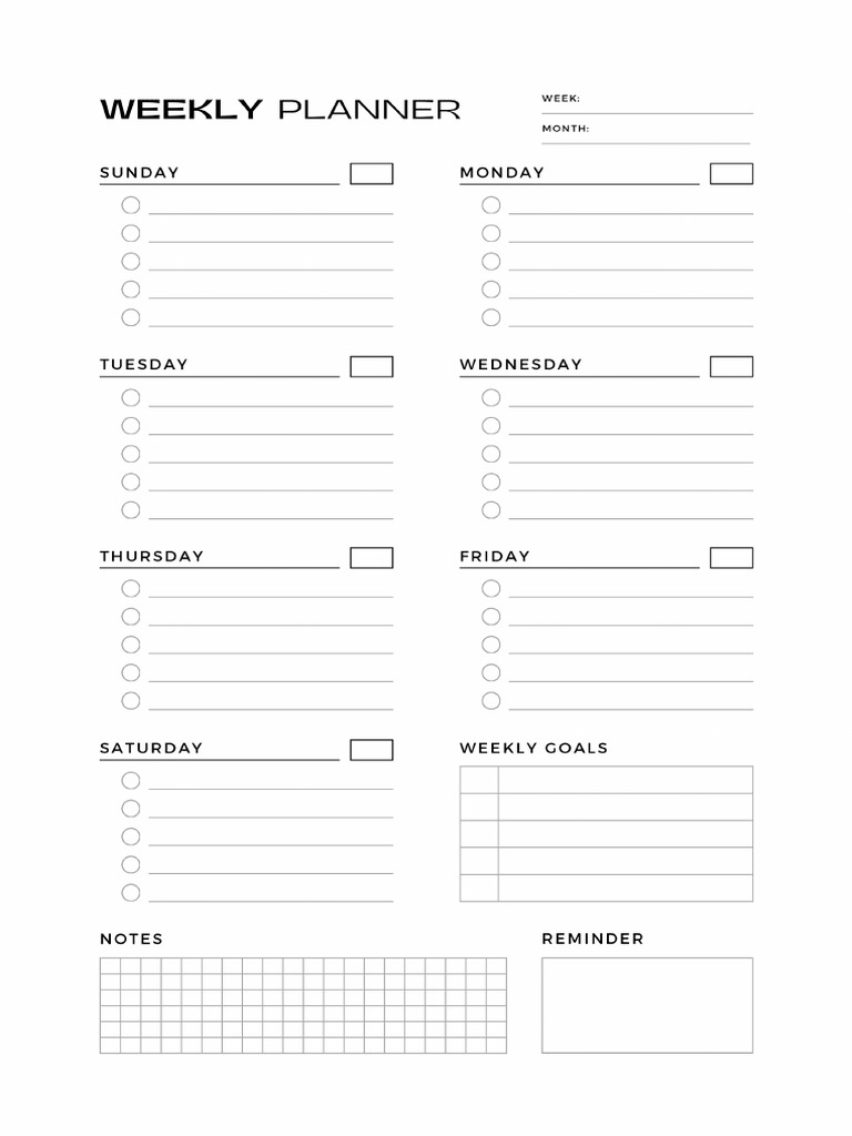 White Minimalist Weekly Planner | PDF