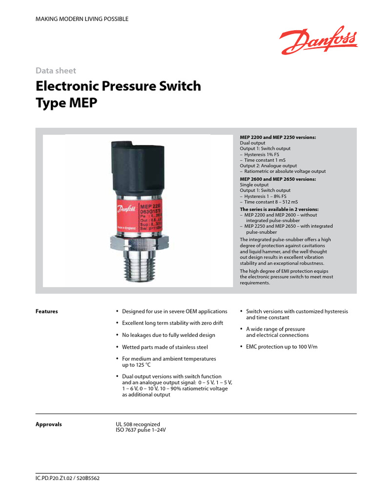 Danfoss-MEP-datasheet | PDF | Switch | Bipolar Junction Transistor