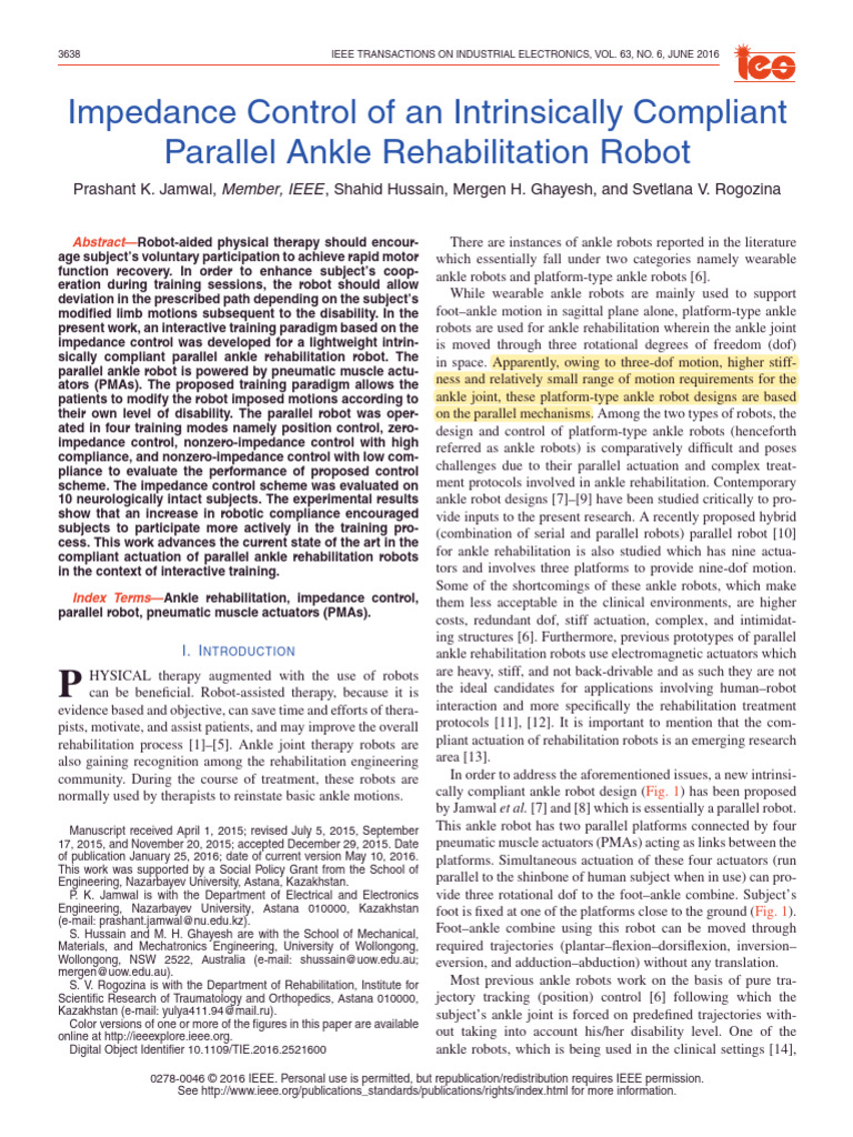 Impedance Control of An Intrinsically Compliant Parallel Ankle ...