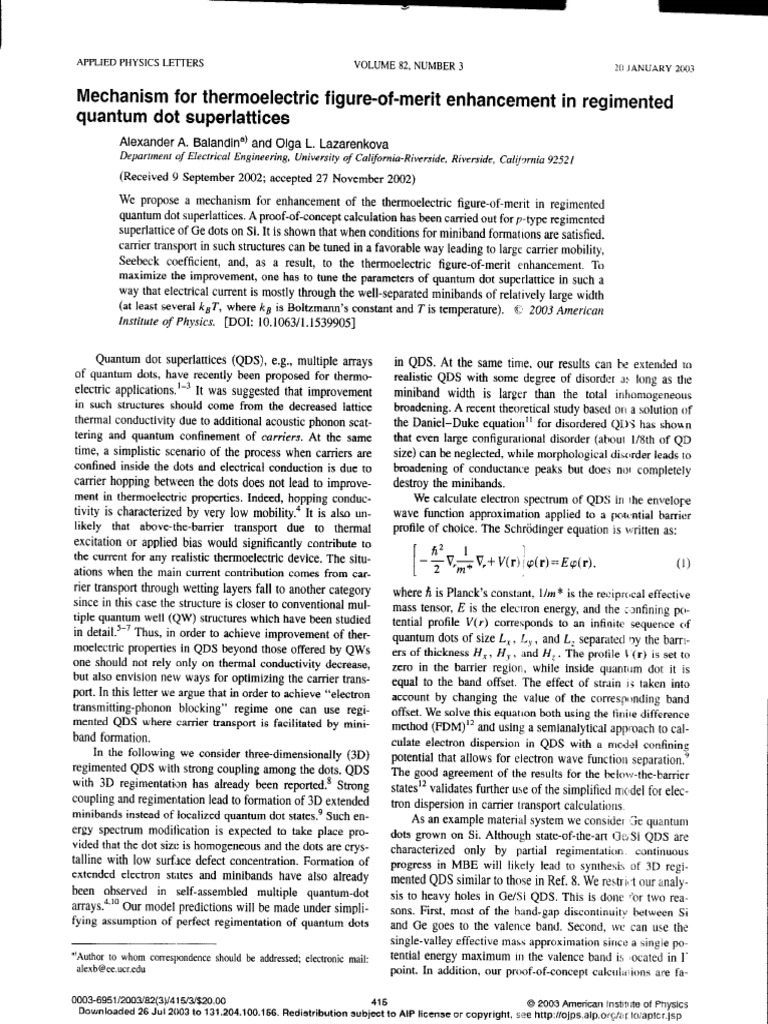 Balandin APL 2003 | PDF
