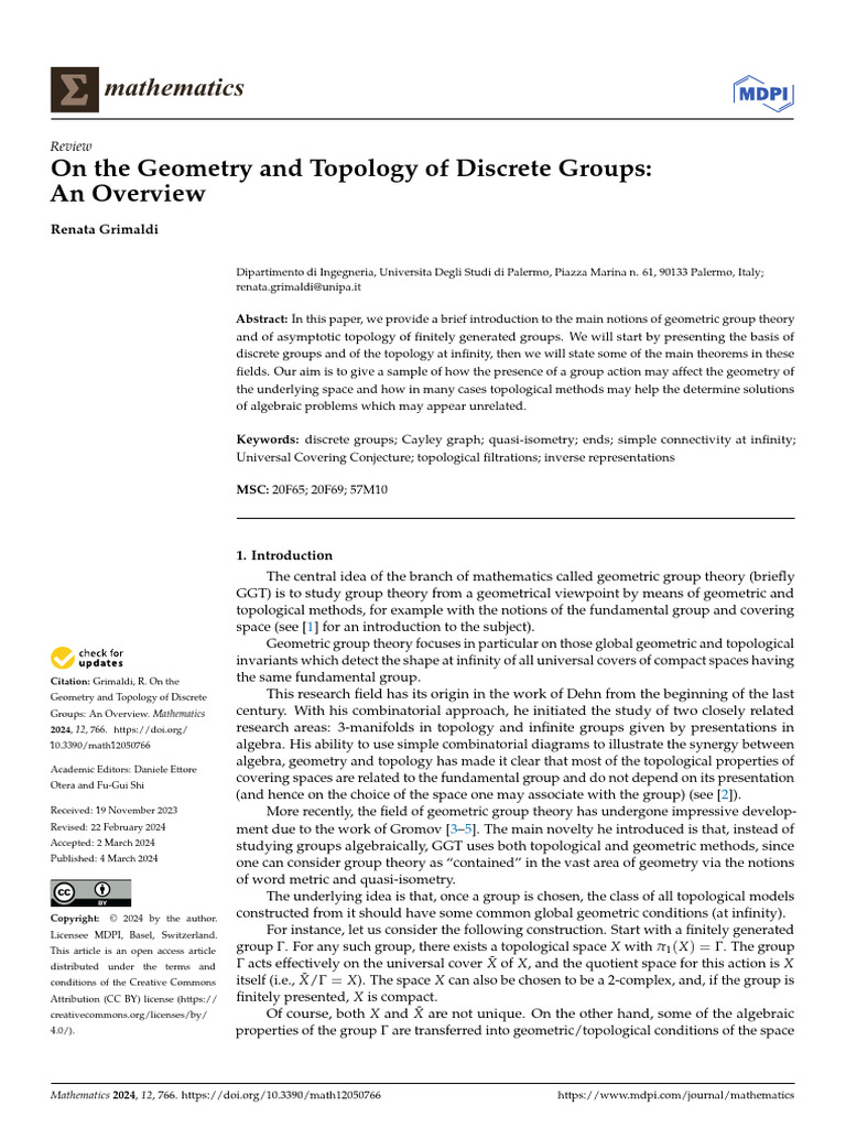 On The Geometry and Topology of Discrete Groups | PDF | Group ...