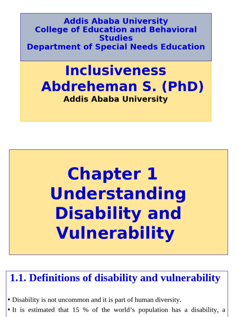 Chapter 1 Understanding Disability & Vulnerability FINAL | PDF | Disability | Vulnerability