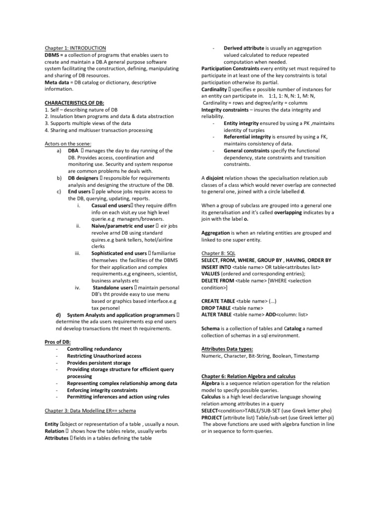 CSI 2132: Cheat Guide for Turples | PDF