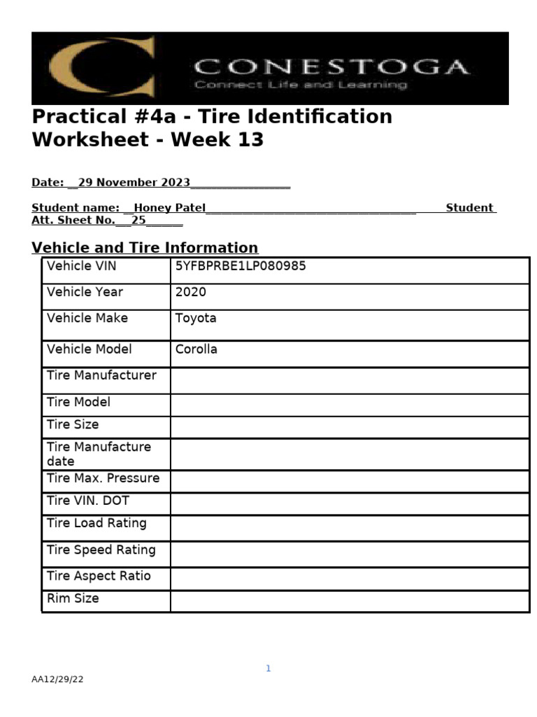 4a-Practical Tire Identification | PDF