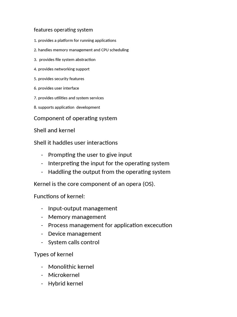 Features Operating System | PDF
