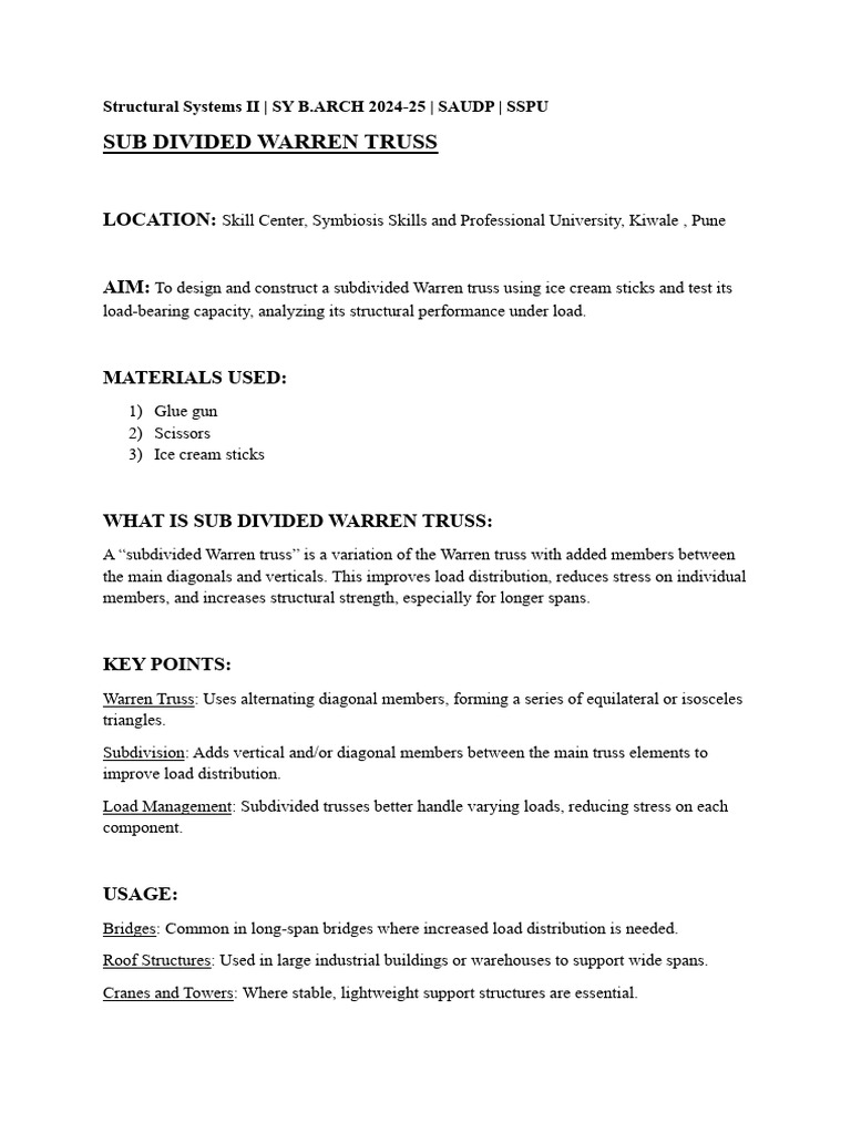 Warren Truss report | PDF