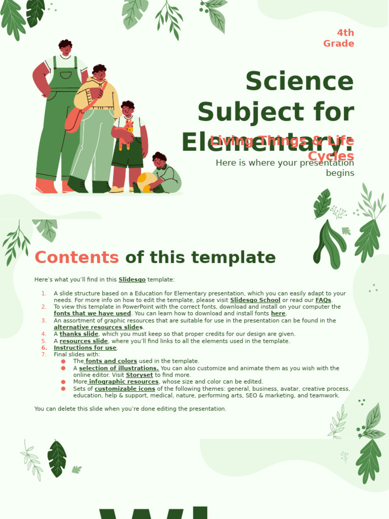Science Subject For Elementary 4th Grade Living Things & Life Cycles ...