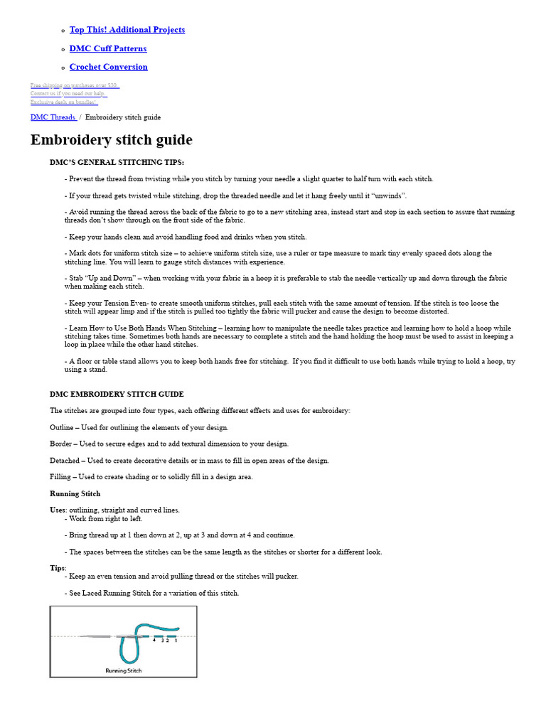 Embroidery stitch guide | PDF | Surgical Suture | Yarn