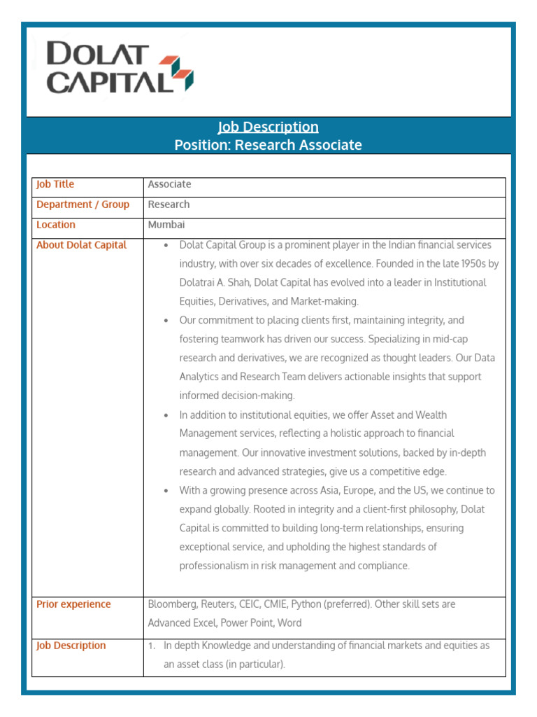 aVhCPm0rwv - Job Description - Research Associate | PDF | Economies ...