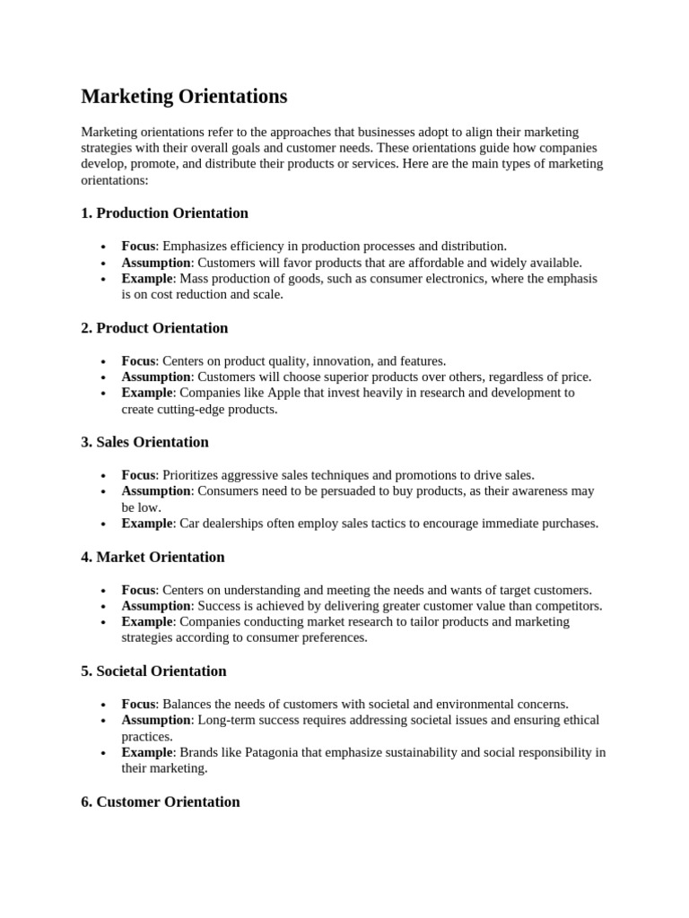 Marketing Orientations | PDF