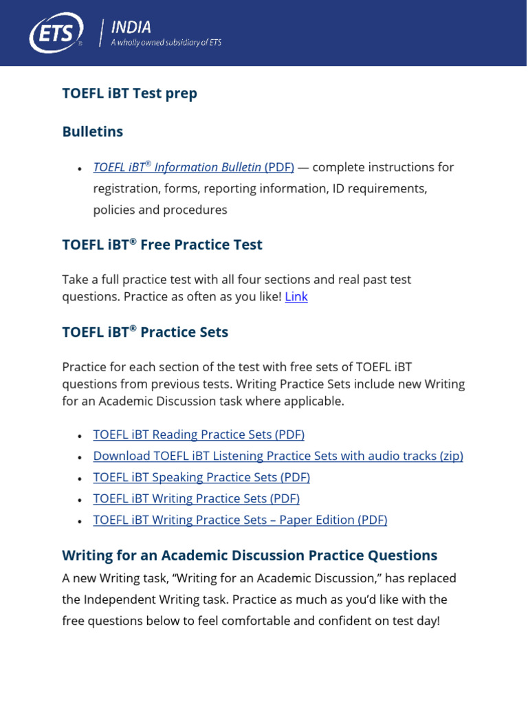 TOEFL iBT Test prep _ Links | PDF | Test Of English As A Foreign ...