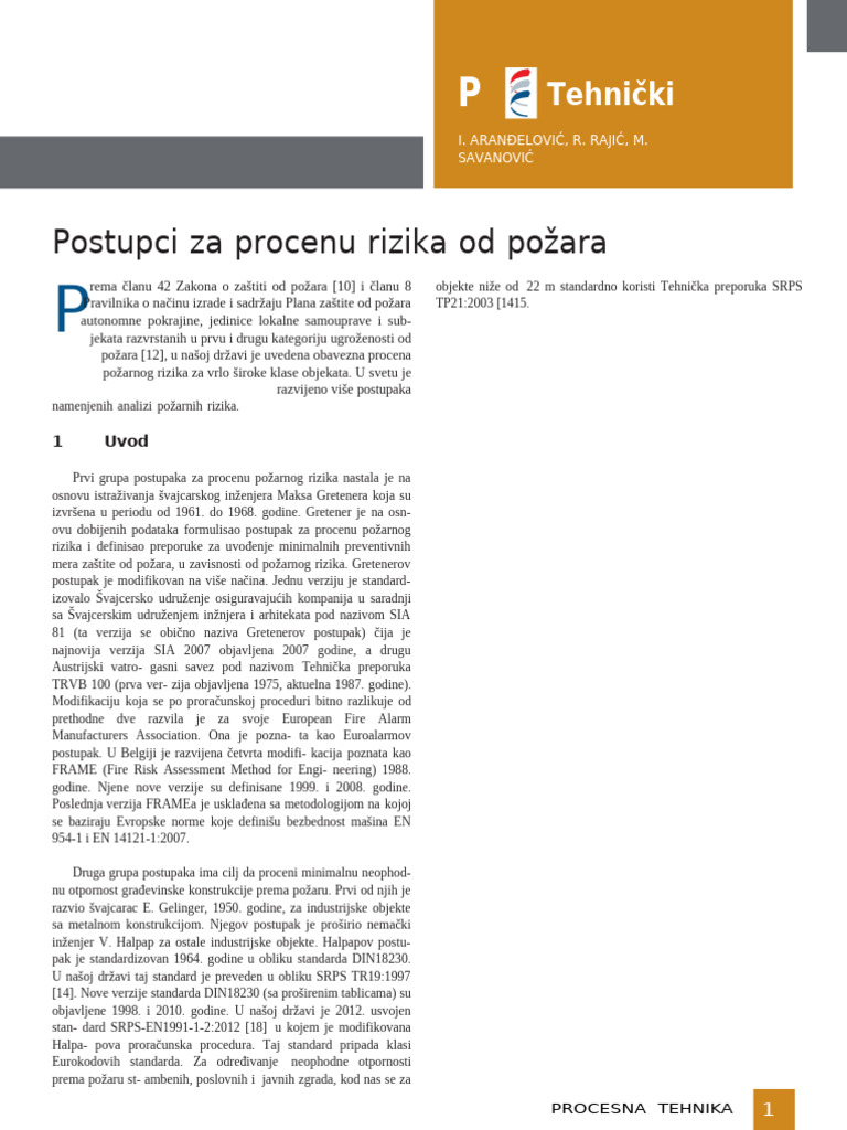 Postupci Procene Rizika Od Pozara | PDF
