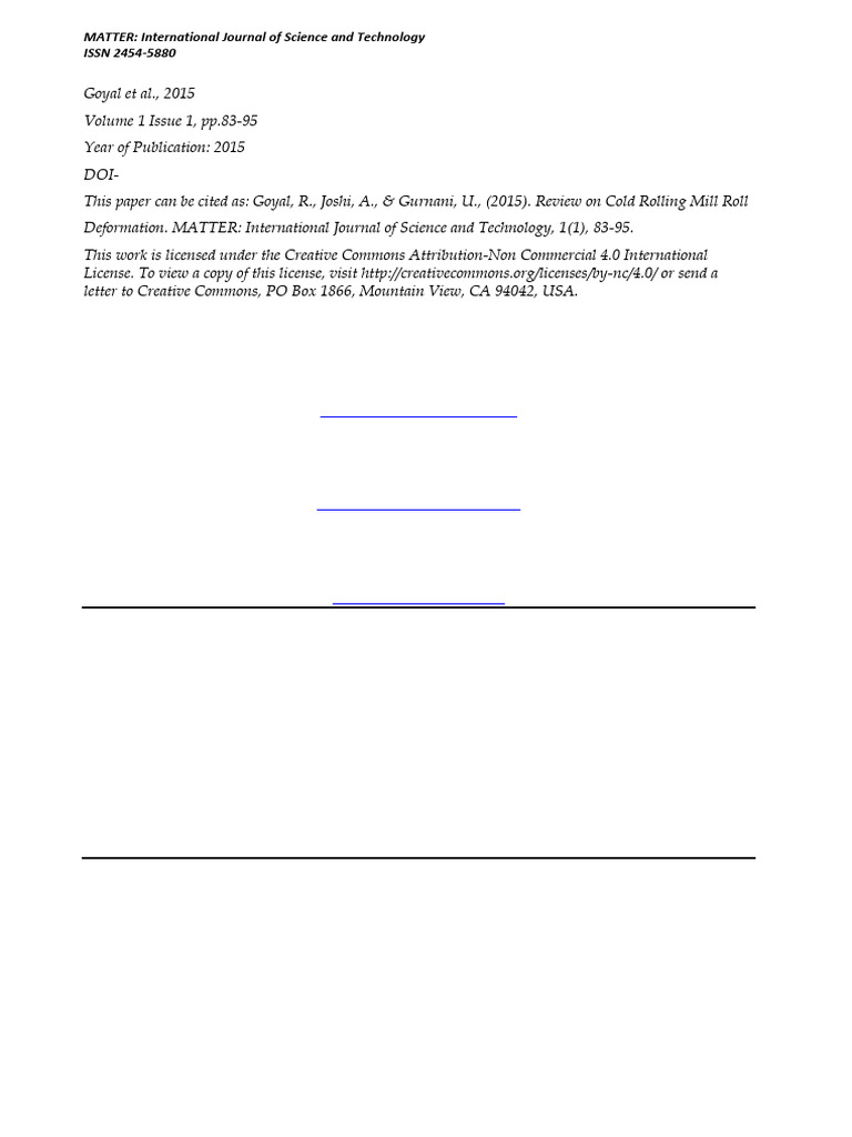 Review On Cold Rolling Mill Roll Deformation | PDF | Rolling ...