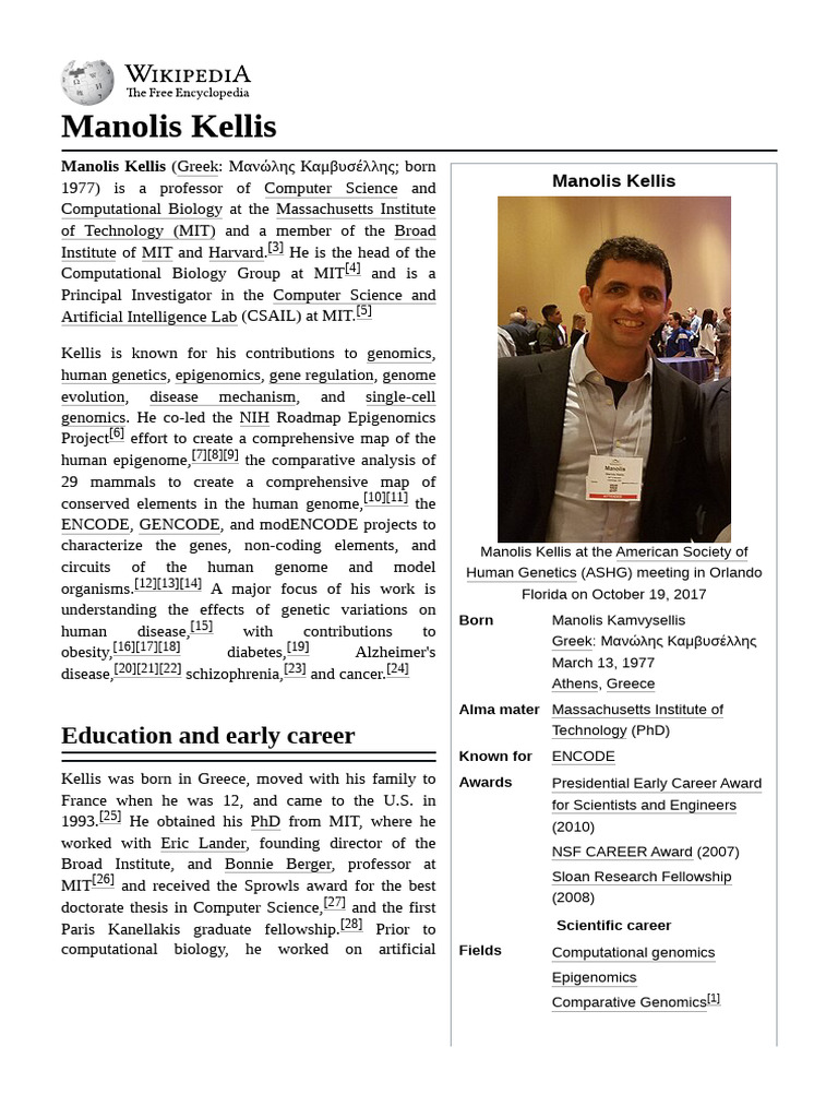 Manolis_Kellis | PDF | Biology | Biotechnology