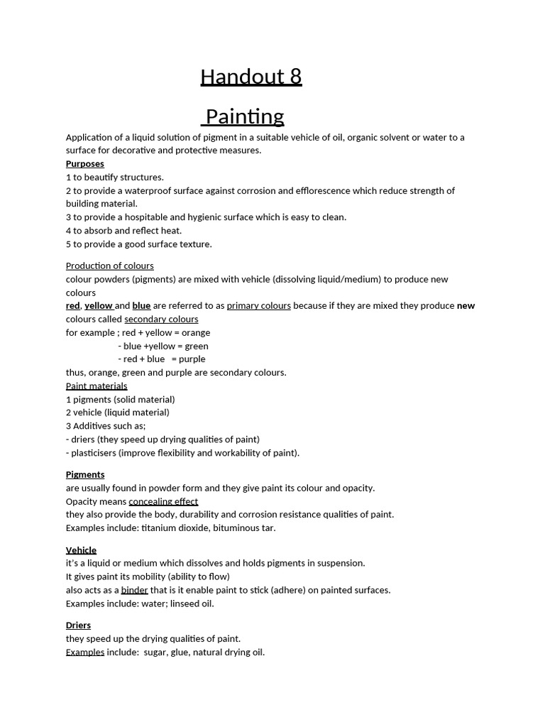 Handout 8 painting | PDF | Paint | Industrial Processes