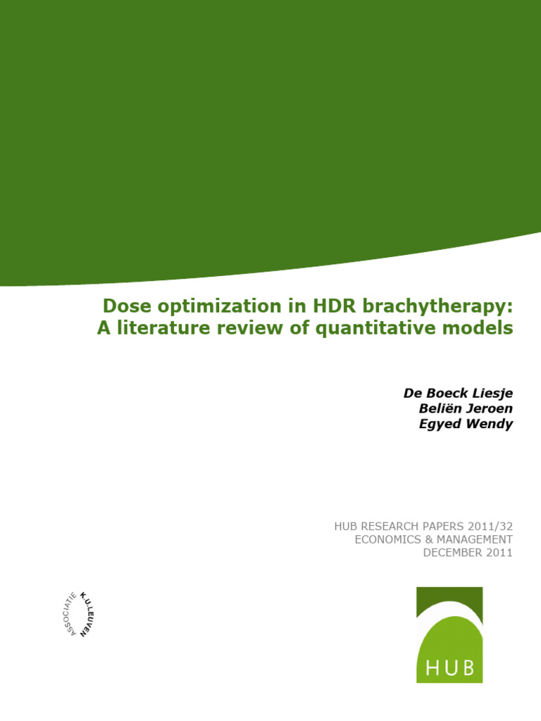 HDR Brachytherapy Dose Optimization Review | PDF | Radiation Therapy ...