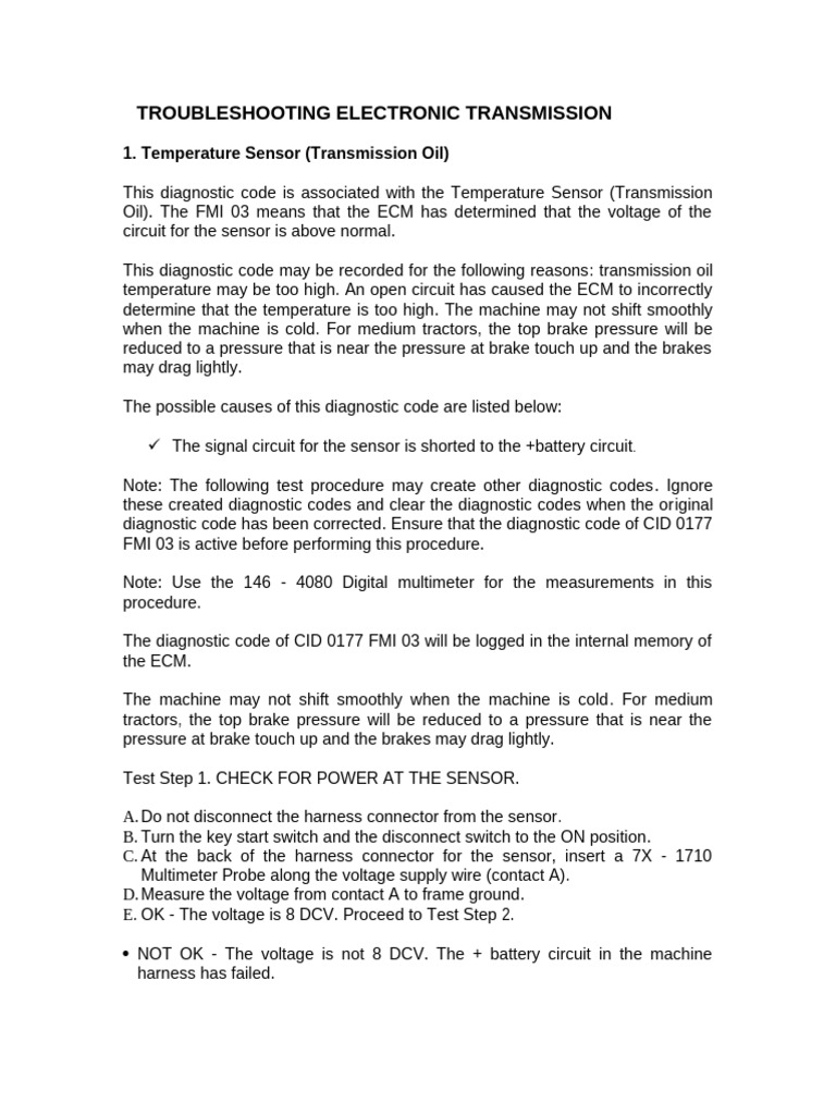 Troubleshooting Electronic Transmission | PDF | Switch | Electrical ...