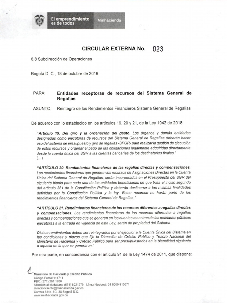 Circular Externa 023 | PDF