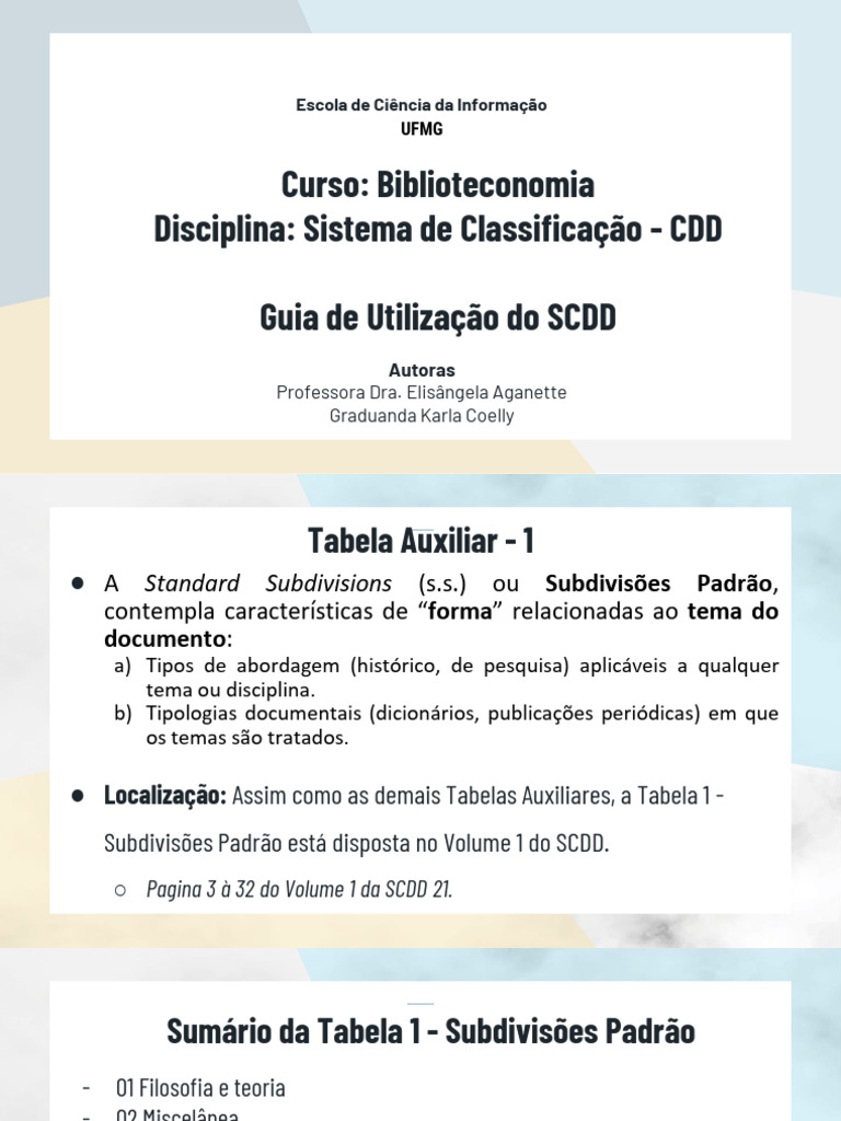 Guia Utlização SCDD - Parte 2 - Tabela 1 | PDF | Enciclopédias | Science