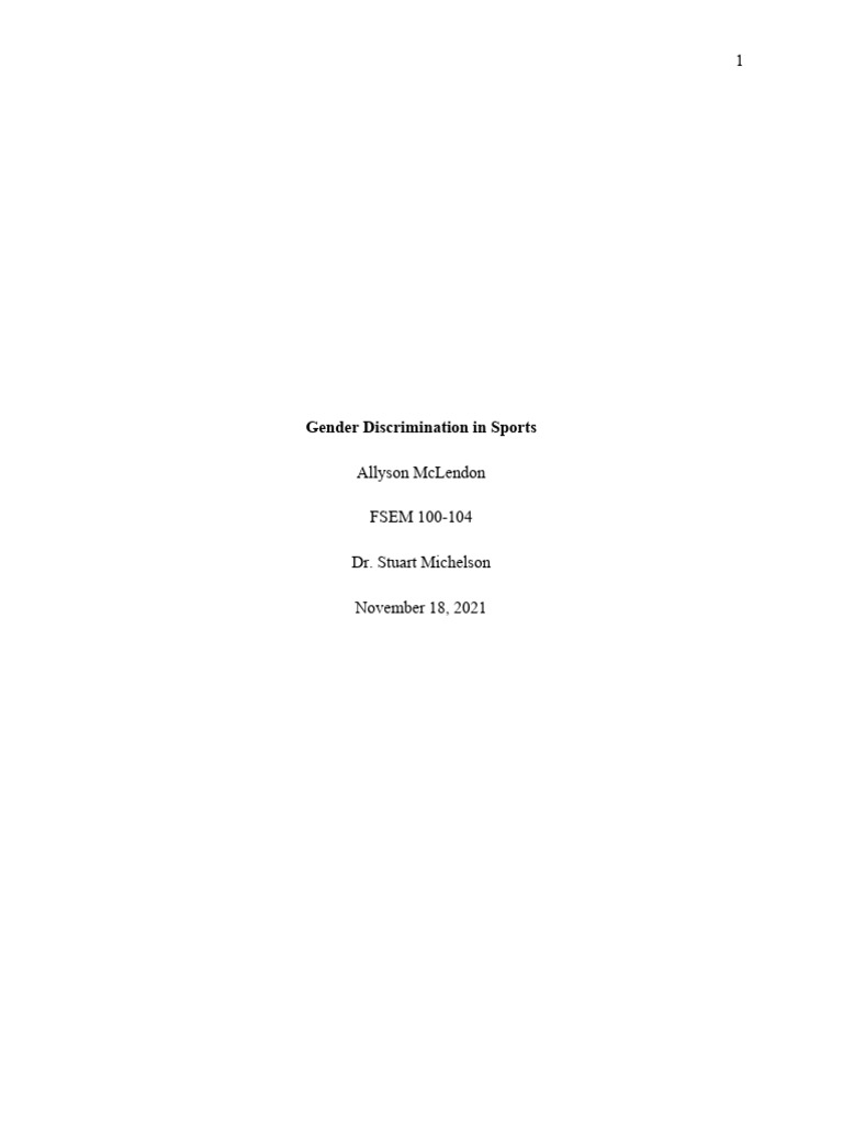 Gender Discrimination in Sports | PDF | Sexism | Title Ix