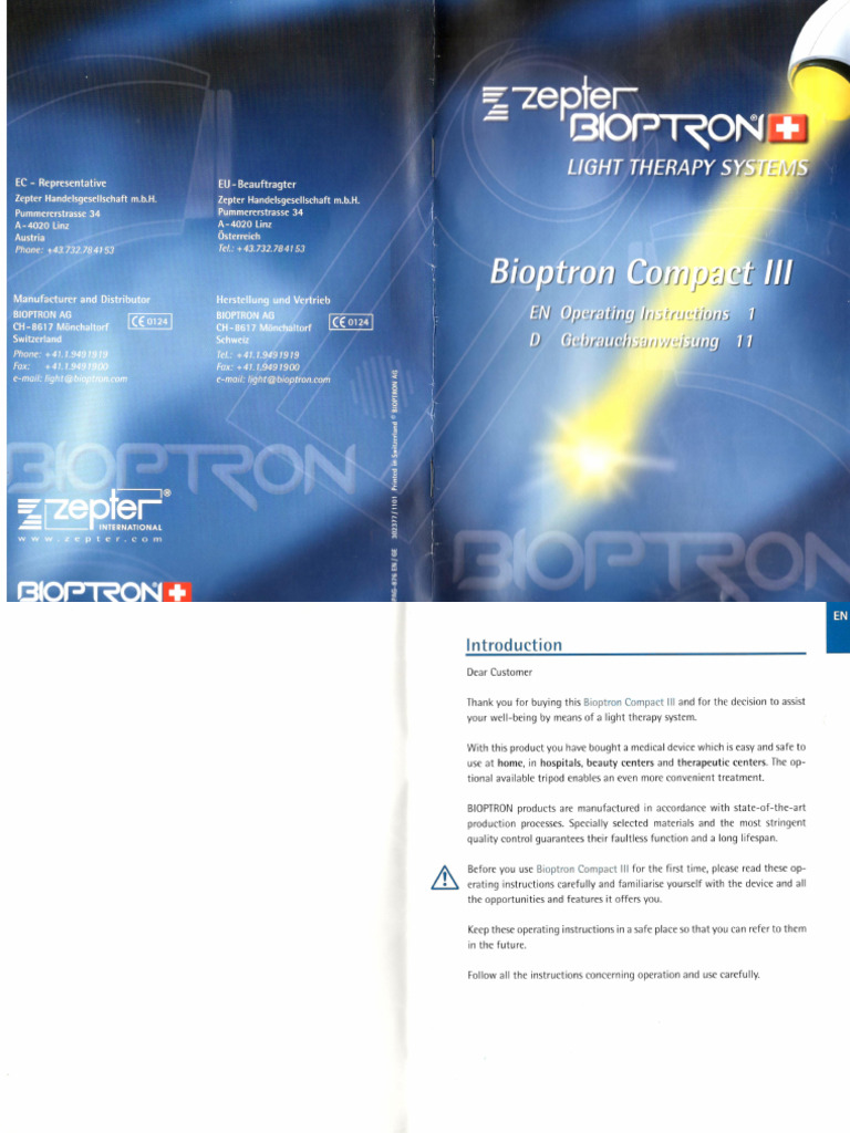 Bioptron Compact III - Operating Instructions | PDF