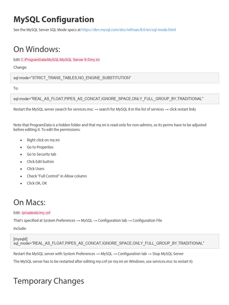 MySQL Configuration | PDF
