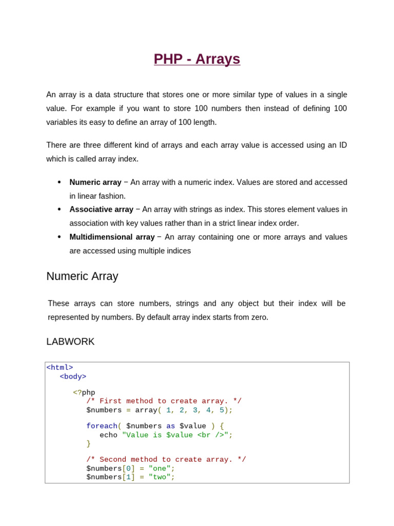 ARRAY-PHP | PDF | Computer Science | Data Management