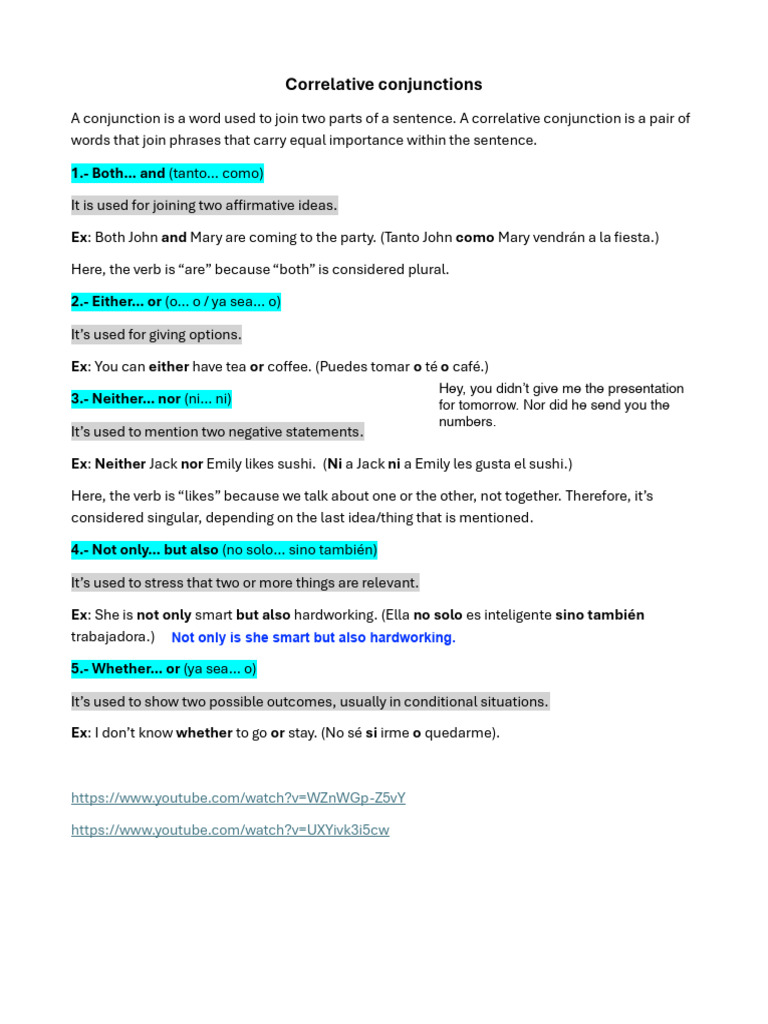 Correlative conjunctions EXPL | PDF